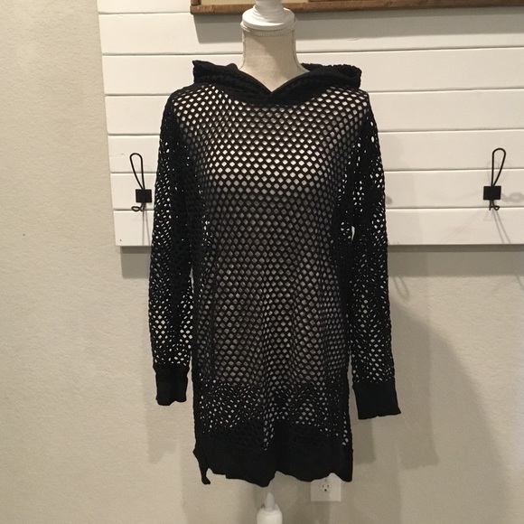 Hot Topic | Tops | Black Netted Shirt With Hood | Poshmark